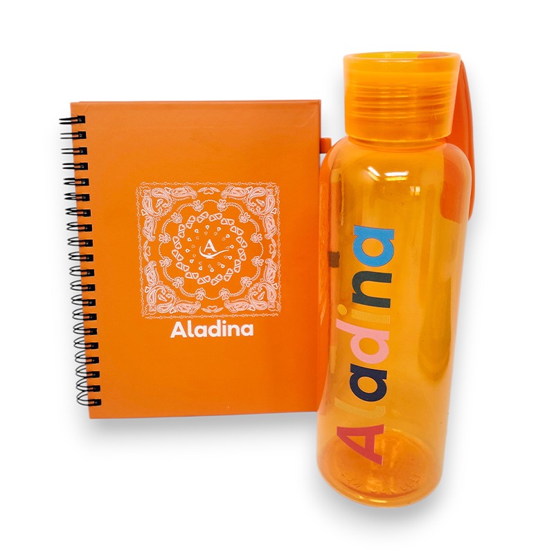 Pack Libreta Con Boli Botella De Colores