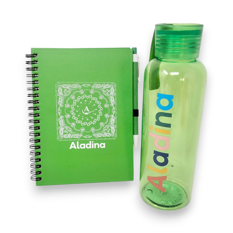Pack Libreta Con Boli Botella De Colores
